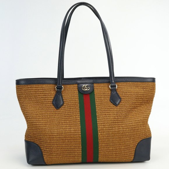 Gucci | Bags | Gucci Gucci Medium Gg Tote Bag Ophidia 63685 Raffia ...